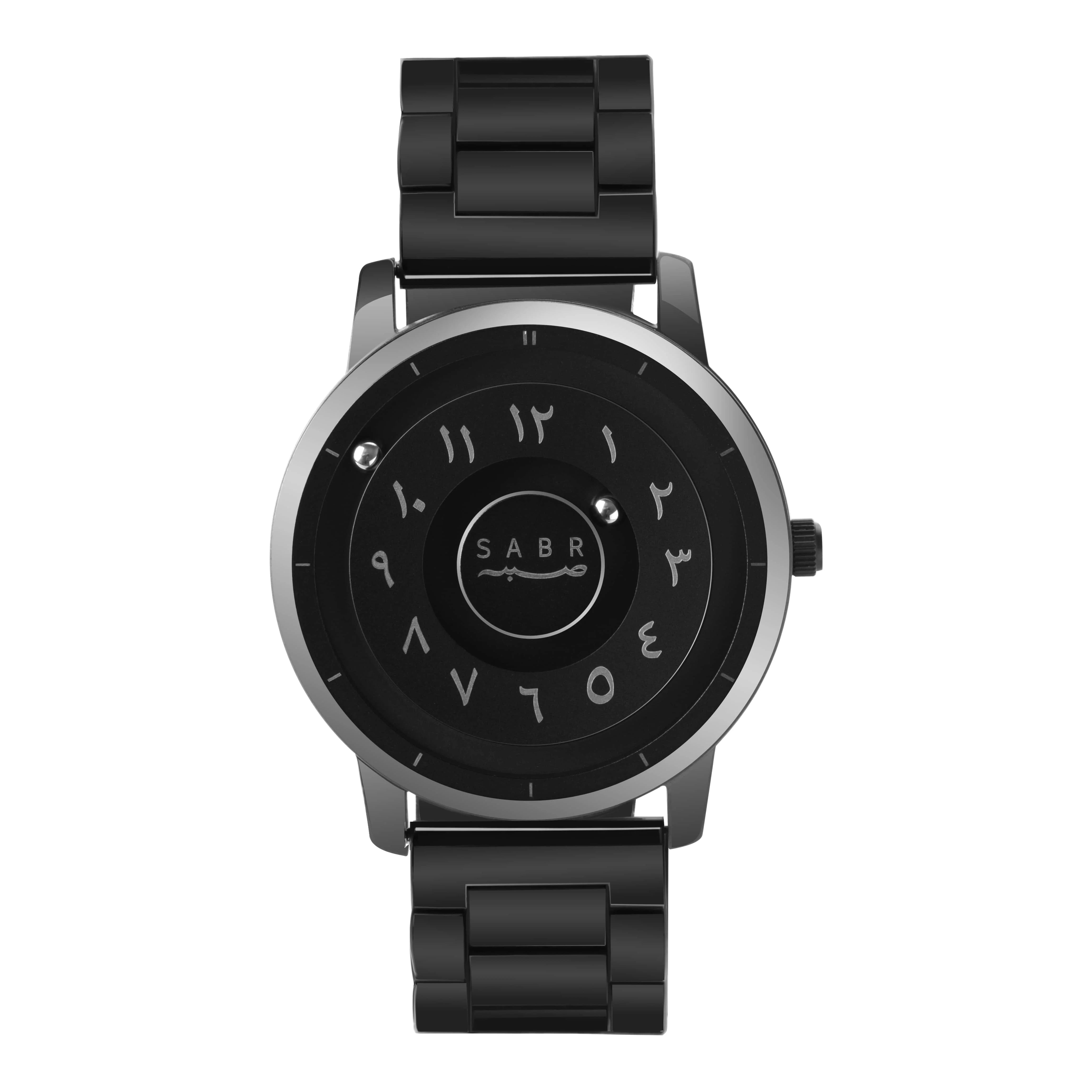 SABR Luxury Arabic Dial Wrist Watch – Magnetic Rotating Disc, Black St ...